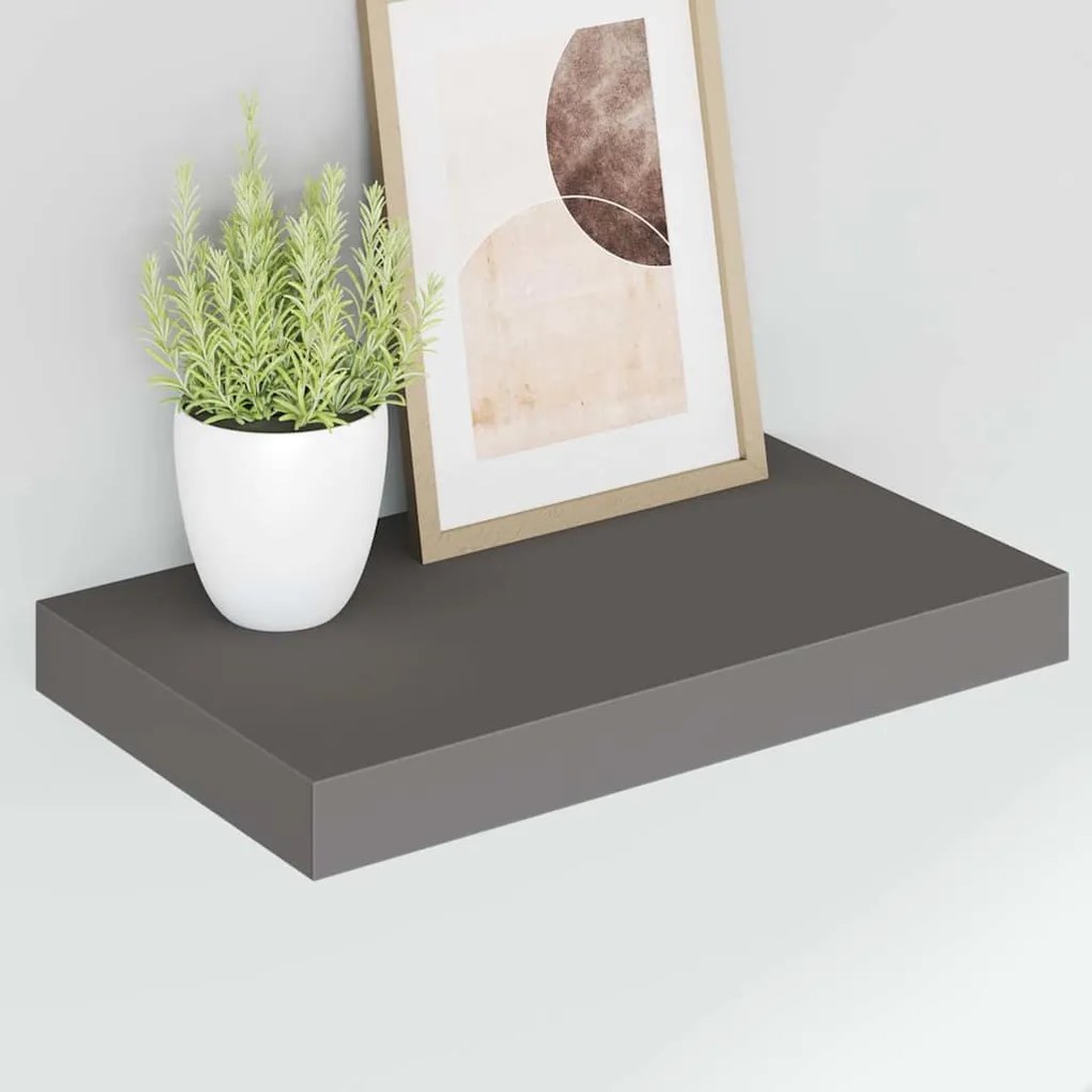 Plovoucí nástěnné police 4 ks šedé vysoký lesk 40x23,5x3,8 cm MDF 323786