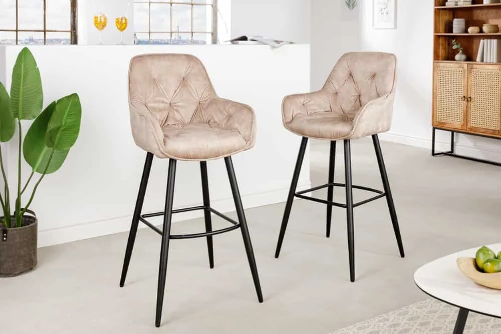 Designová barová židle Garold šampanský samet