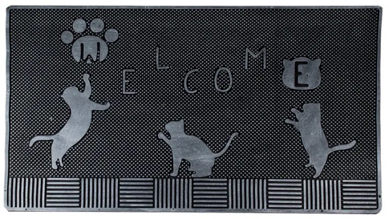 Černá gumová rohožka Welcome – 75x45x1 cm