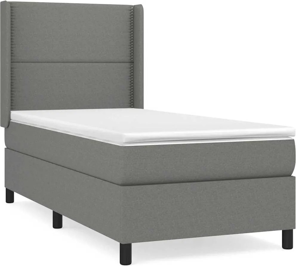 Box spring postel s matrací tmavě šedá 100 x 200 cm textil 3131330