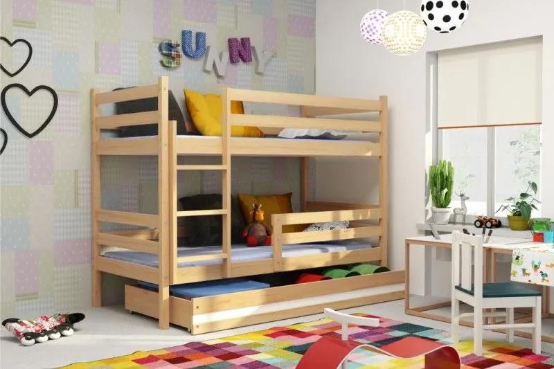 Patrová postel ERYK se šuplíkem 190 cm - barva přírodní