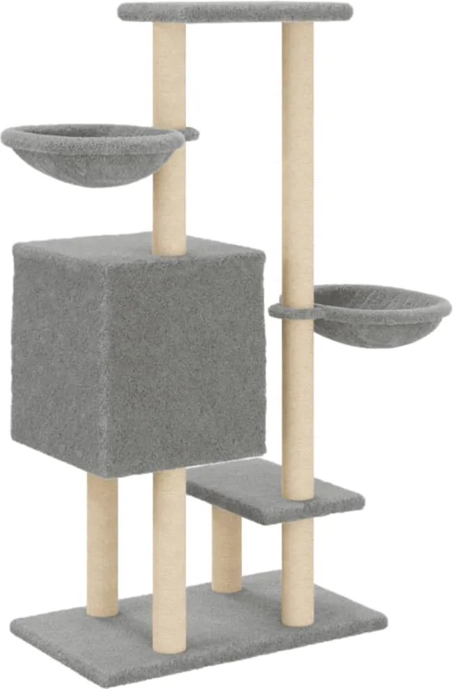 Škrabadlo pro kočky se sisalovými sloupky světle šedé 117 cm 172119