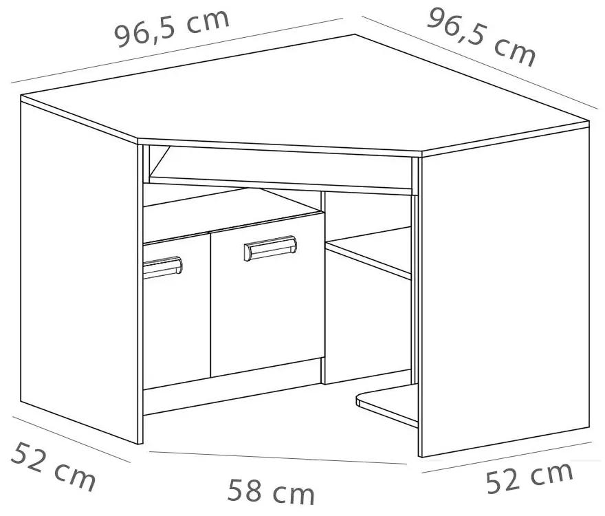 LORENTO f | rohový psací stůl L11 | jasan coimbra/fialová