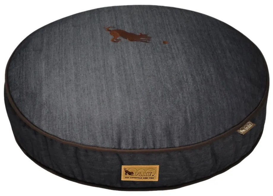 Tmavě modrý pelíšek pro psa ø 105 cm Round Bed Denim Medieval Blue / Dark Chocolate L – P.L.A.Y.