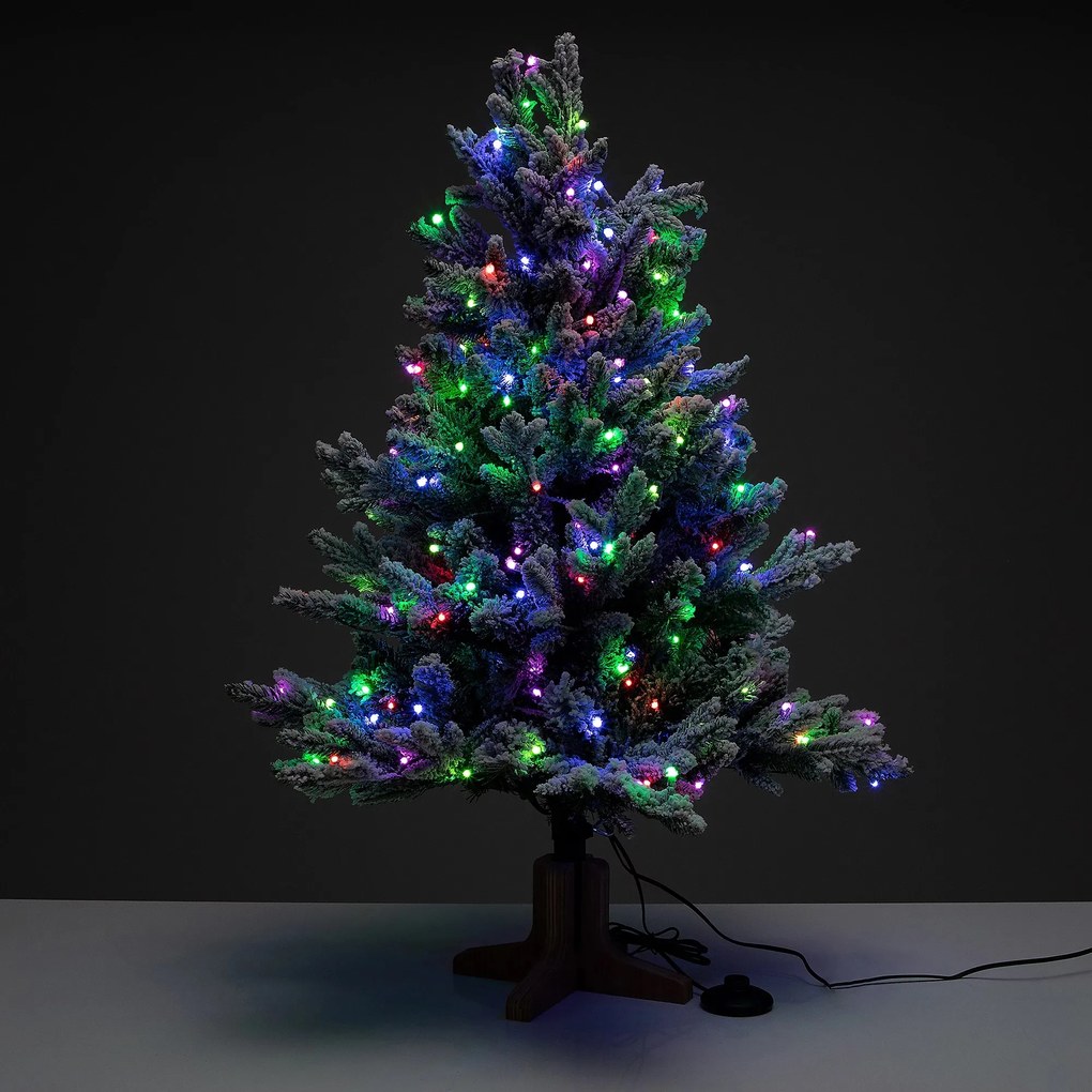 Luxusní vánoční 3D stromek QVC / jedle / 90 cm / 200 LED Deluxe / 132 barevných efektů / zasněžený