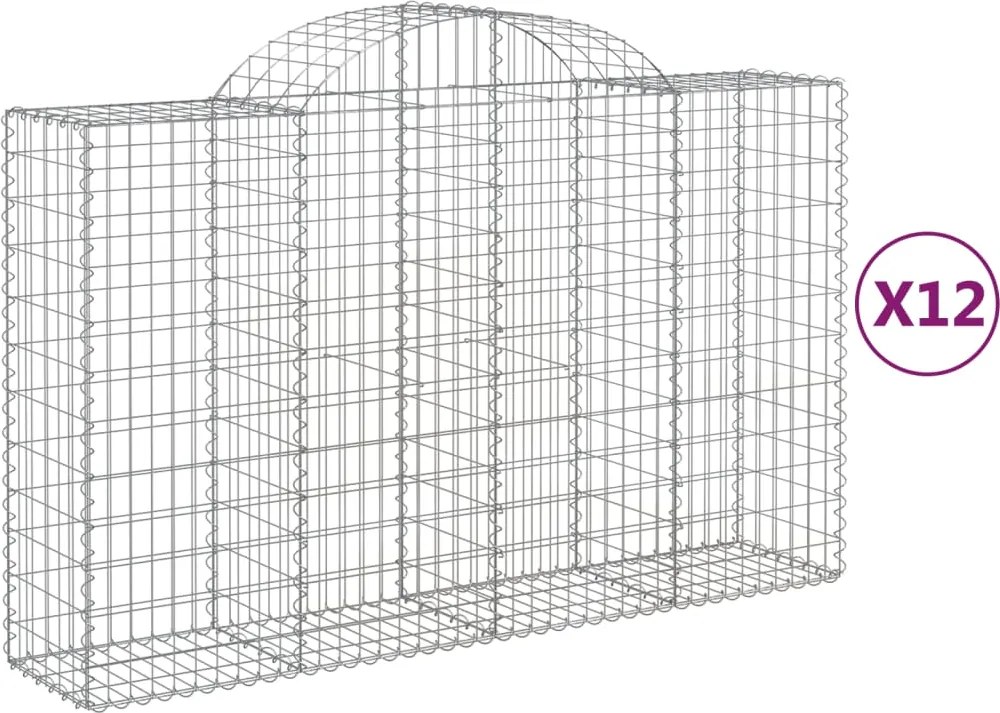 Klenuté gabionové koše 12ks 200x50x120/140cm pozinkované železo 3146351