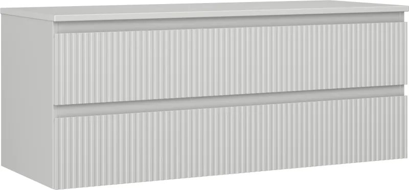 Mexen Rivel, koupelnová skříňka 120 cm s pracovní deskou, 2 zásuvky, drážkovaná, matná šedá, 91A20-12047-2-BFFC62