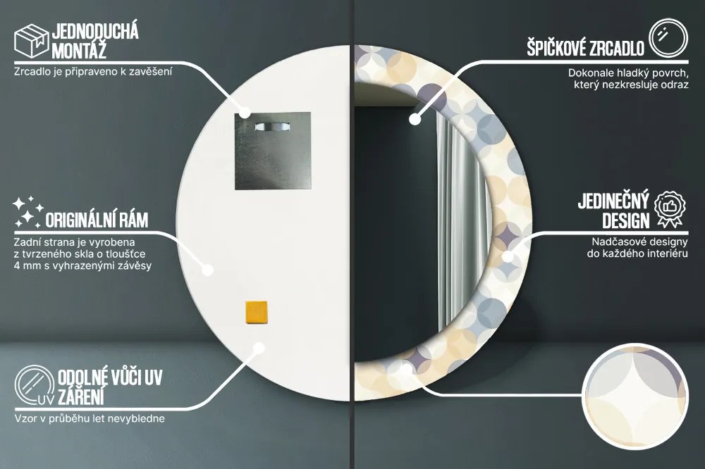 Kulaté dekorativní zrcadlo Geometrická kola fi 70 cm