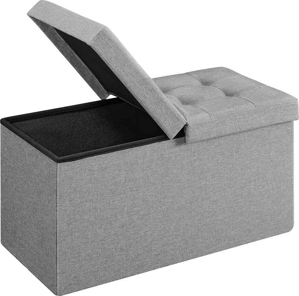 Skládací puf sedák, otoman, 80 l, světle šedý, 76 x 38 x 38 cm