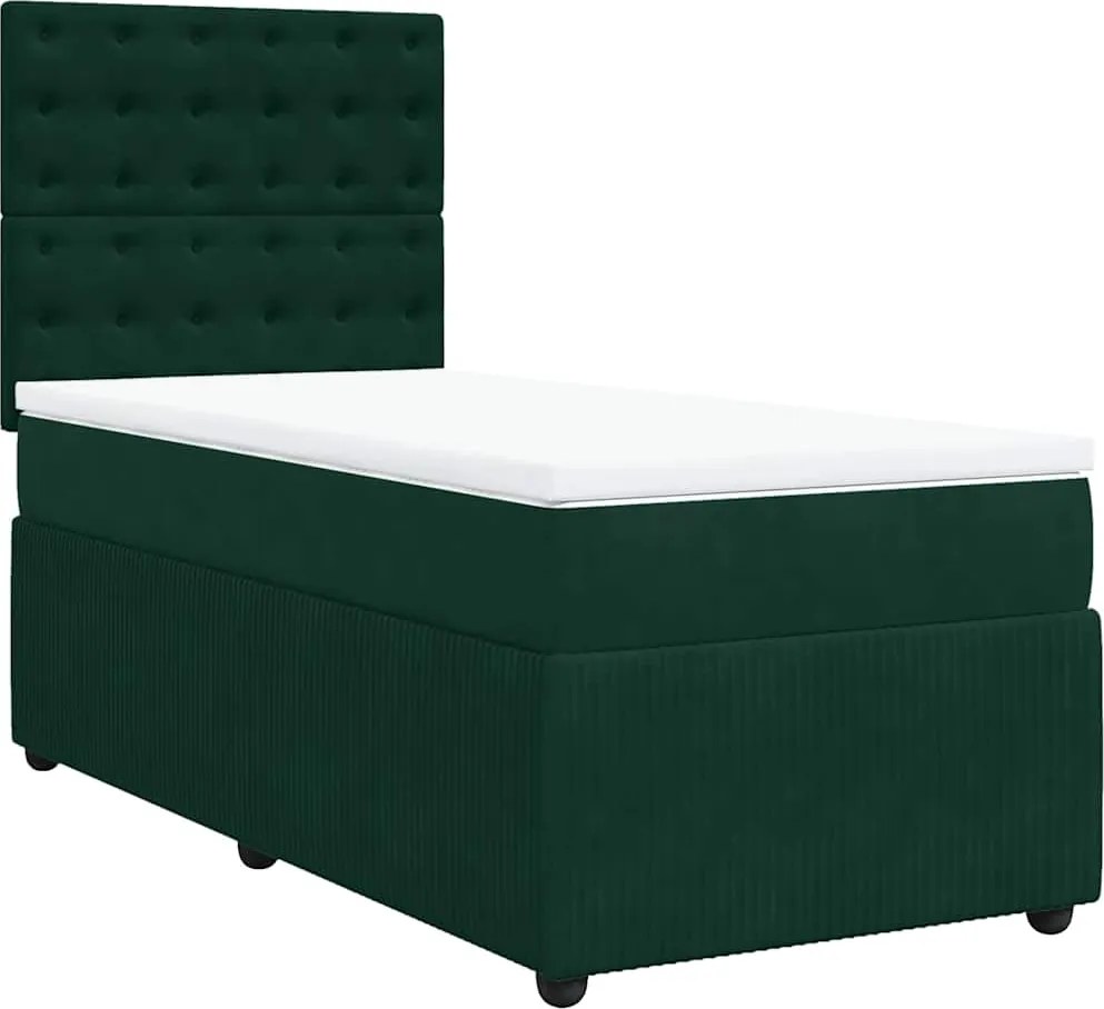 Box spring postel s matrací tmavě zelená 80 x 200 cm samet 3294505