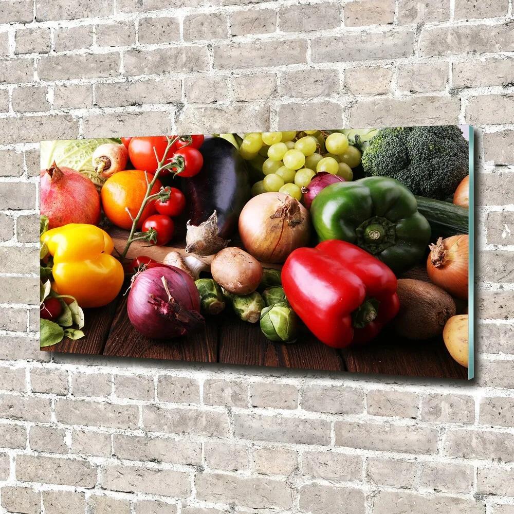 Wallmuralia Foto obraz skleněný horizontální Zelenina a ovoce 140x70 cm
