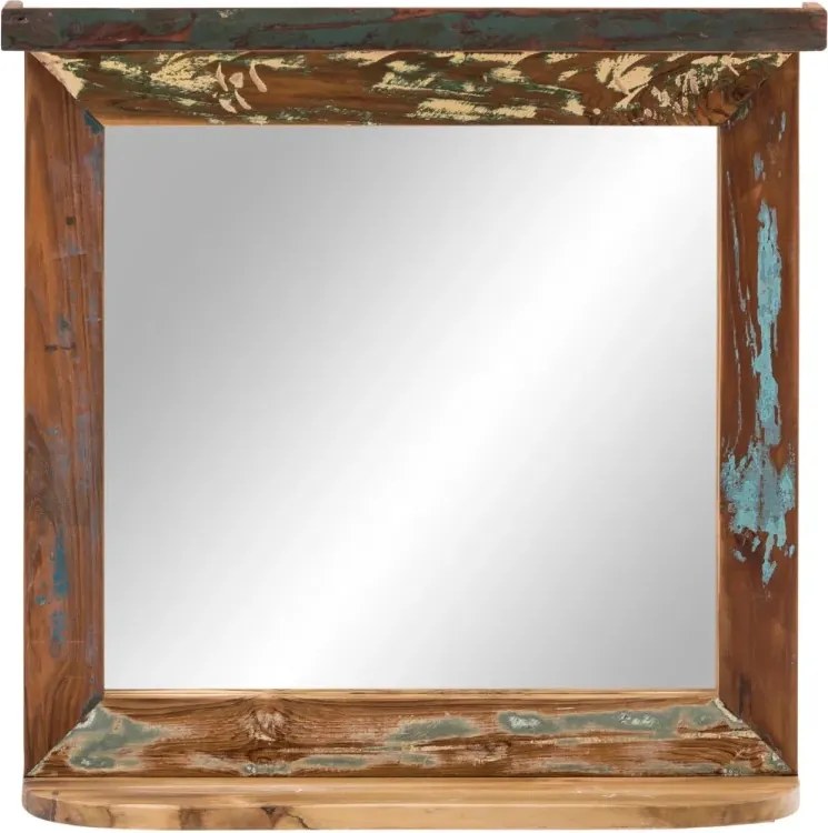 furniture-nabytek.cz - Masivní koupelnové zrcadlo Samira z recyklovaného tvrdého dřeva, lakované, hnědé – 57×15×62 cm