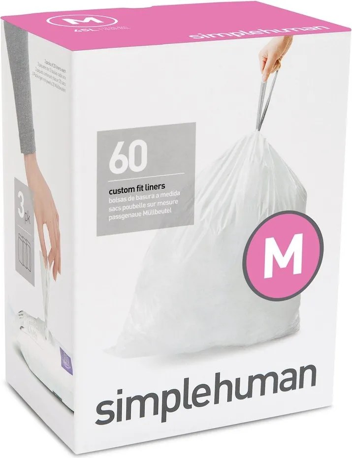 Stahovací pytle na odpadky v sadě 60 ks 45 l M – simplehuman