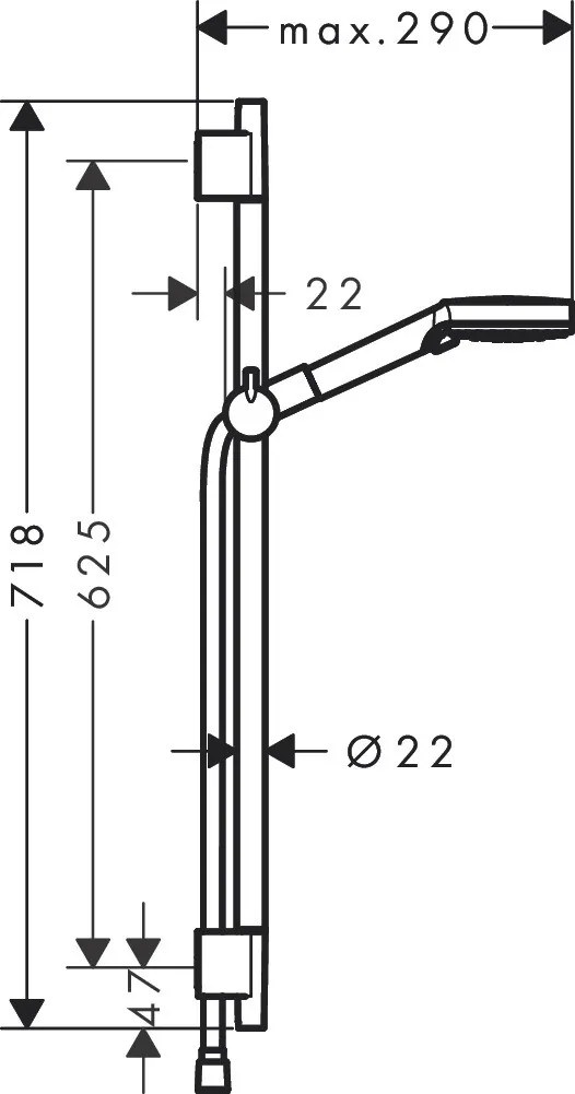 Hansgrohe Vernis Blend, sprchová souprava Vario EcoSmart se sprchovou tyčí S Puro 65 cm, matná černá, HAN-26423670
