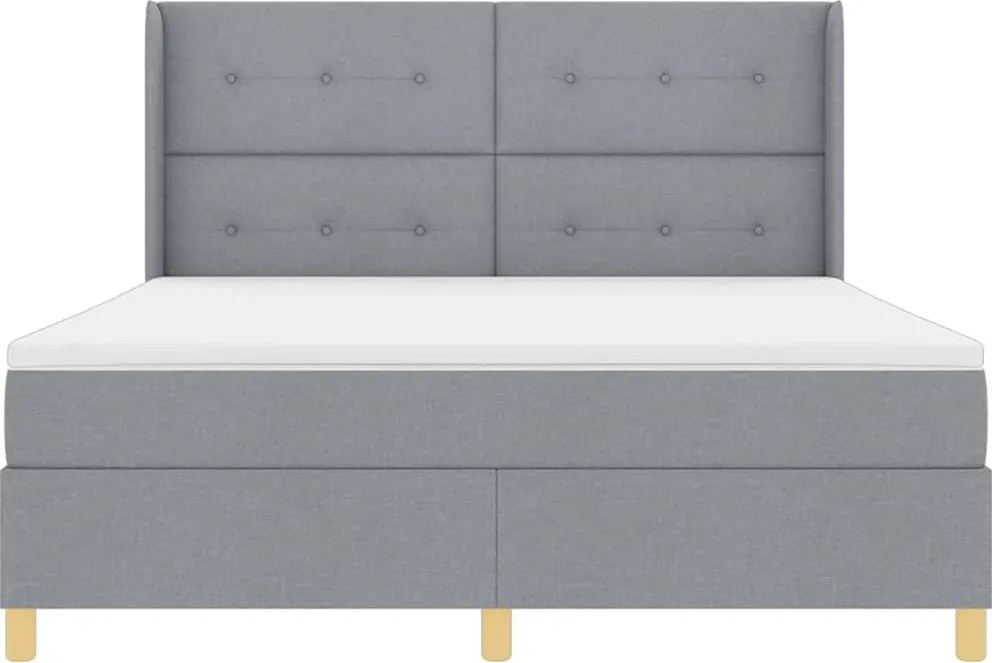 Postel s boxspringem s čelo Světle šedá 180 x 200 cm textil 3341847