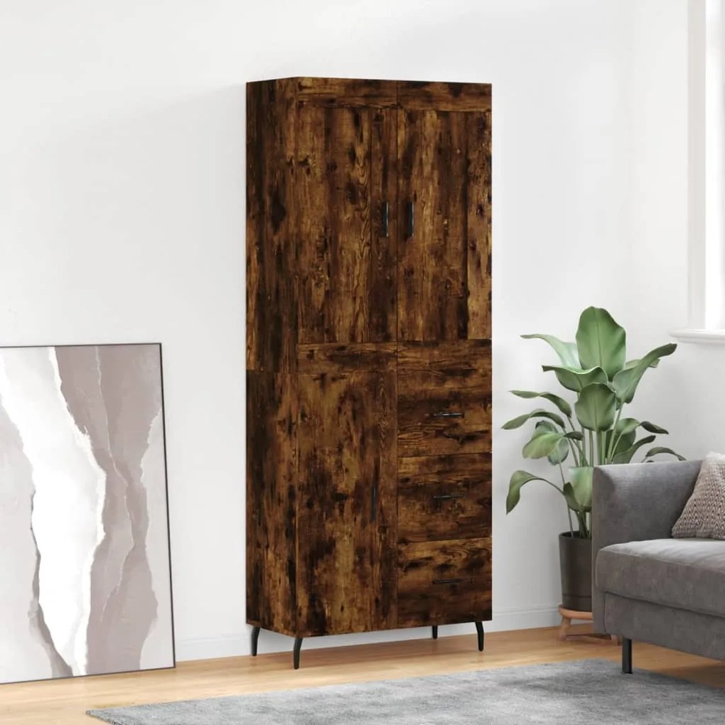 Skříň highboard kouřový dub 69,5 x 34 x 180 cm kompozitní dřevo