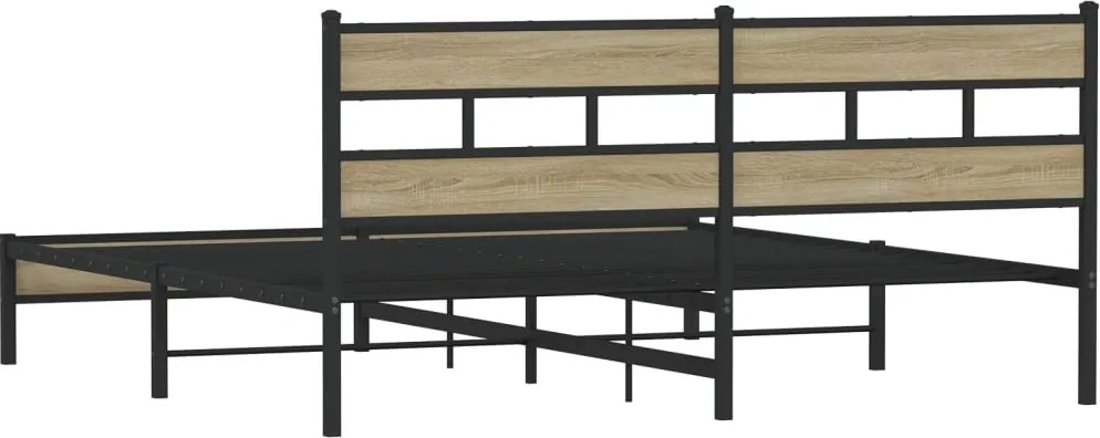 Kovový rám postele bez matrace dub sonoma 180 x 200 cm 3308495
