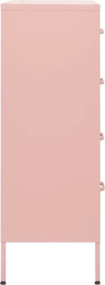 Komoda se zásuvkami růžová 80 x 35 x 101,5 cm ocel 336202
