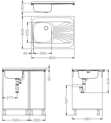 ALVEUS SETA24019 -Kuchyňský dřez CLASSIC+dřezová baterie MINTAS 34 cm ocel/černá