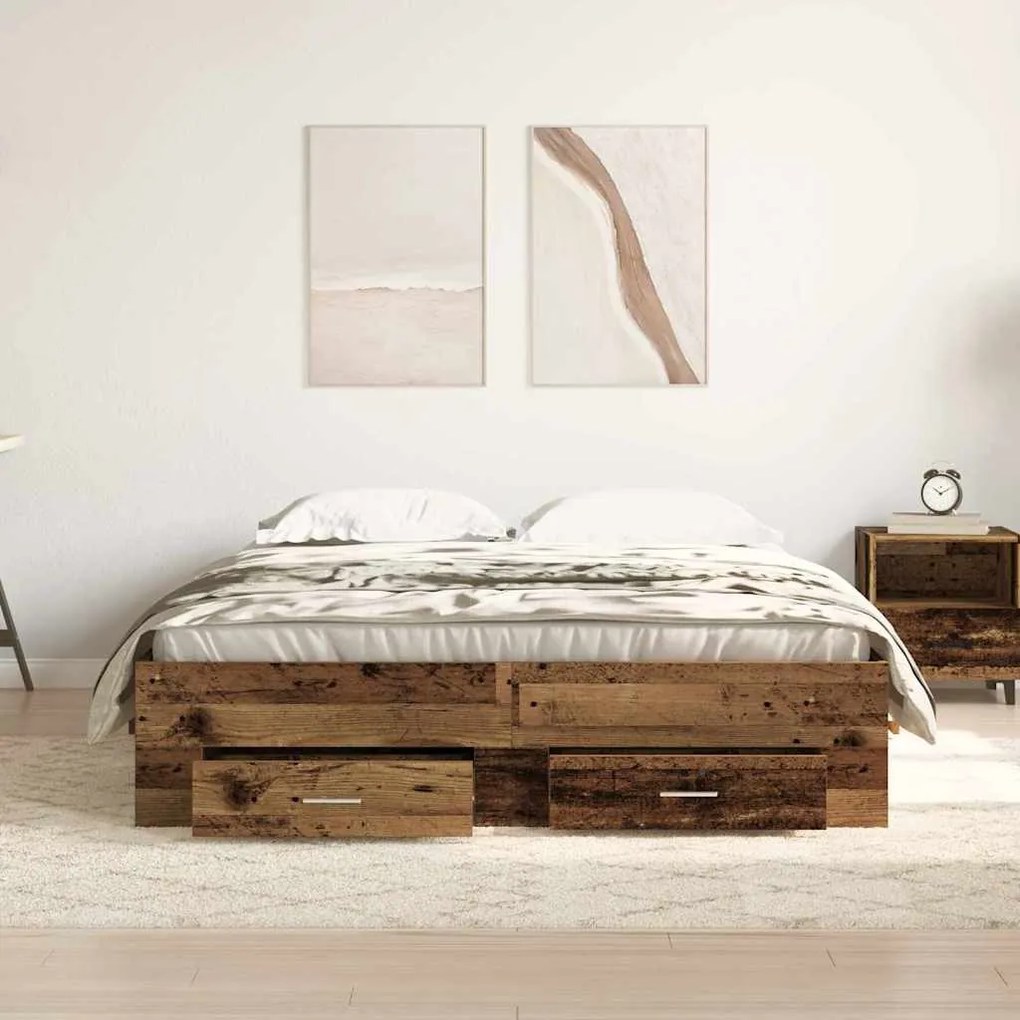 Rám postele Staré dřevo 135 x 190 cm Kompozitní dřevo 3333975