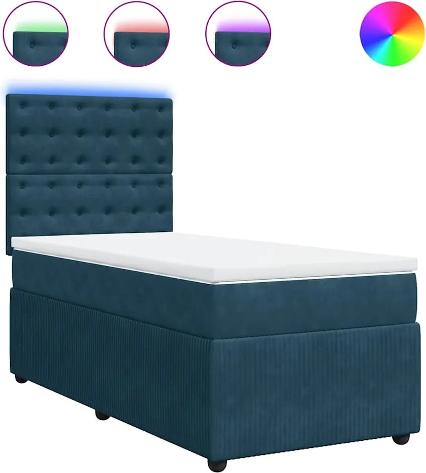 Box spring postel s matrací modrá 100 x 200 cm samet 3294578