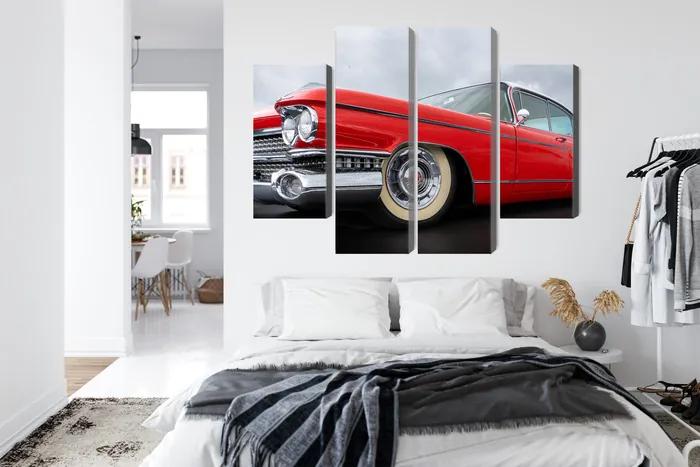 Vícedílný obraz Červené Auto Z 50. Let Nedostatek Nedostatek Plátno Canvas 160x120
