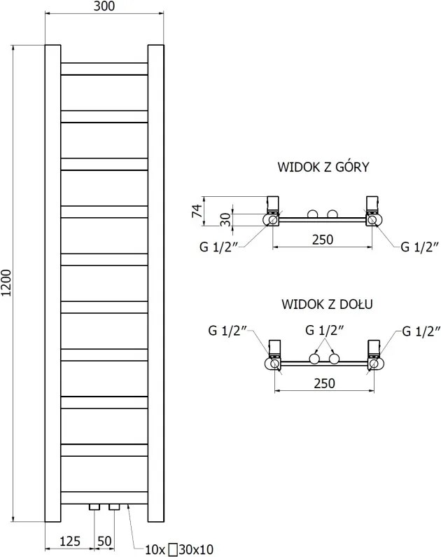 Mexen Bolt koupelnový radiátor 1200 x 300 mm, 240 W, bílý - W126-1200-300-00-20