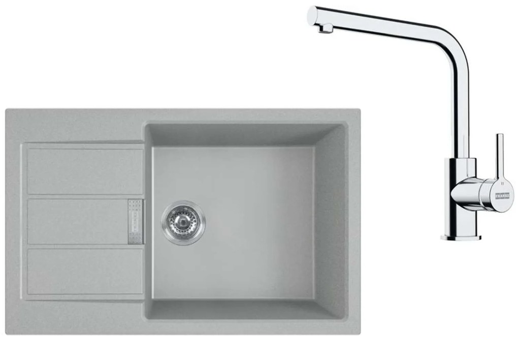 Franke - Kuchyňský set T116Š, tectonitový dřez S2D 611-78 XL a baterie FS 3230.031, šedá/chrom 143.0687.354