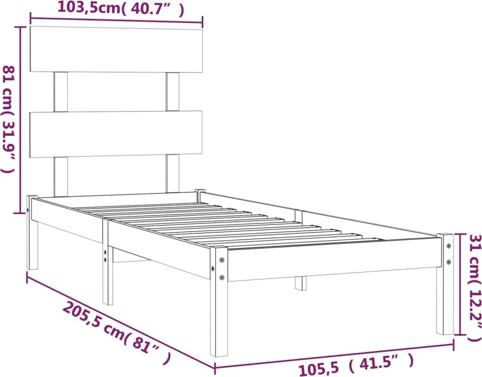 vidaXL Rám postele masivní dřevo 100 x 200 cm [3104666] Barva: medová hnědá