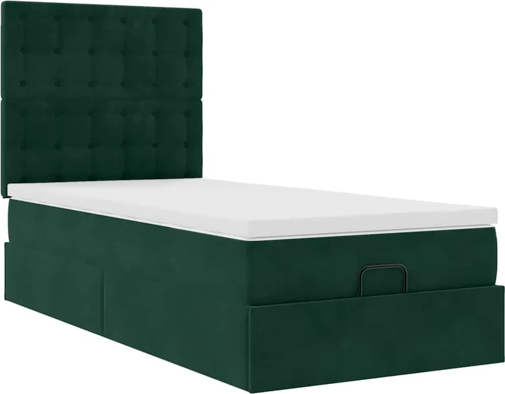 Osmanský rám postele s matracemi tmavě šedá 80x200cm samet 3314429