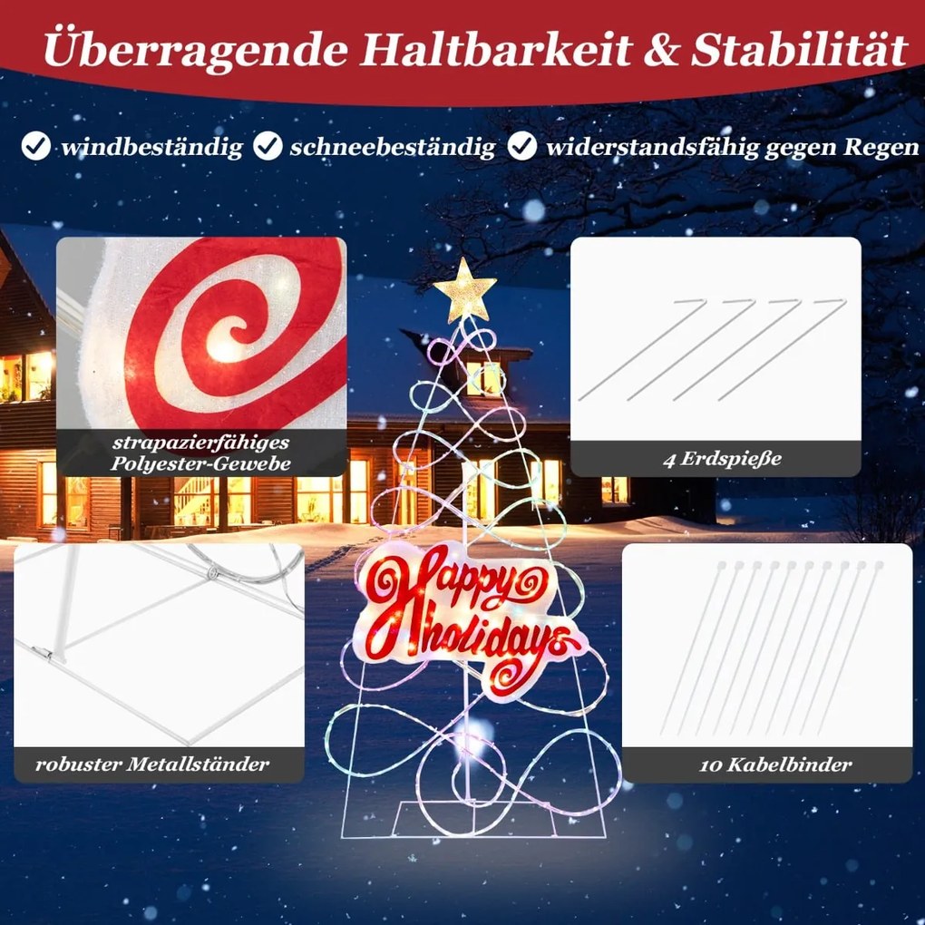 Costway 170 cm LED vánoční stromeček se světly měnícími barvu a 6 světelnými