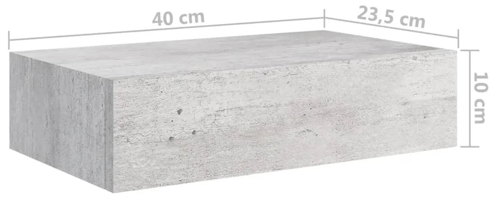 vidaXL Marketos Nástěnné police se zásuvkou 2 ks betonově šedé 40x23,5x10cm MDF