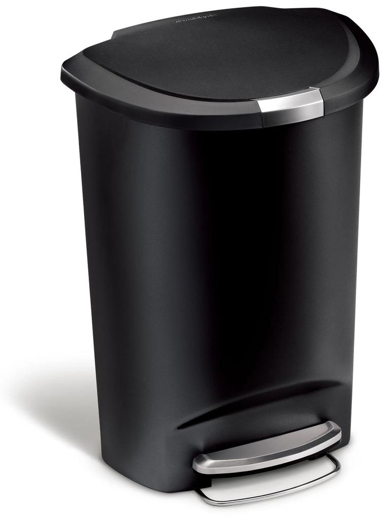 Simplehuman pedálový odpadkový koš,50 l, černý plast, půlkulatý,CW1355