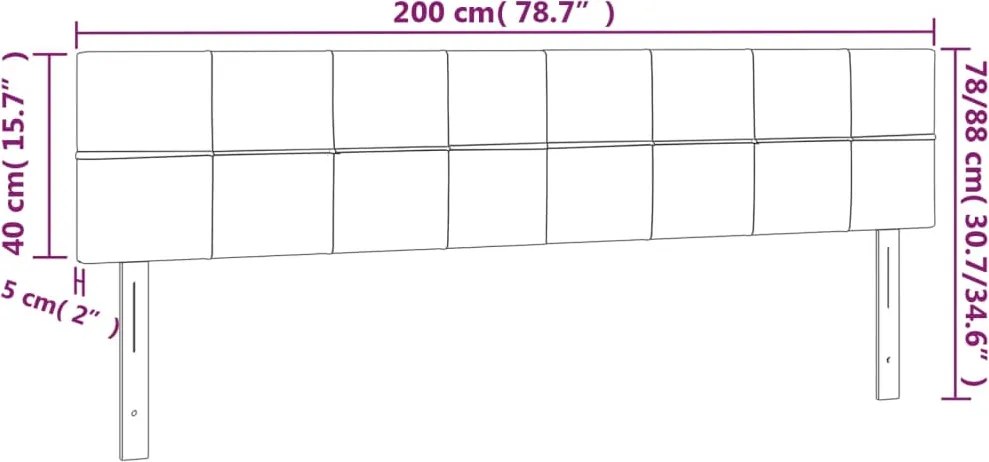 Čelo postele s LED tmavě šedé 200x5x78/88 cm textil 3121635