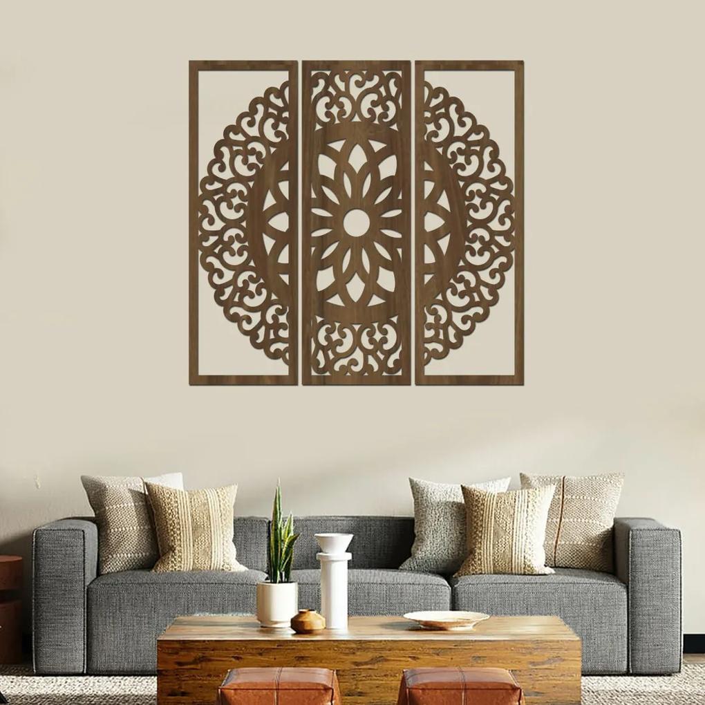 dřevo života Dřevěná mandala na zeď OHEŇ Barevný vzor: Bílá, Rozměry (cm): 95x90
