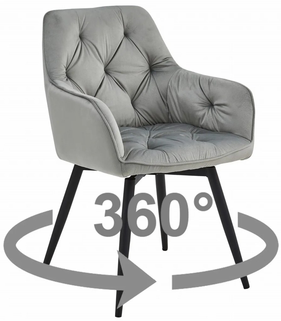 Otočné jídelní křeslo JORK360 VELVET, světle šedé