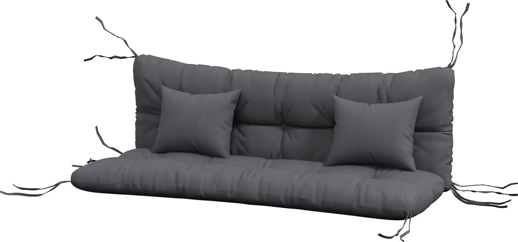 Outsunny Sada 4 Kusů Polstrů, 150x50 cm Voděodolné Polstry na Židle s Uvazováním, Uzlový Design s 10cm Silnou Výplní pro Houpačku, Polstr pro Domov, …