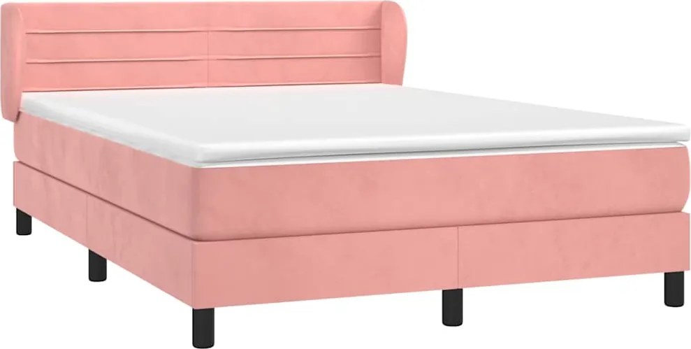 Box spring postel s matrací růžová 140x190 cm samet 3127552