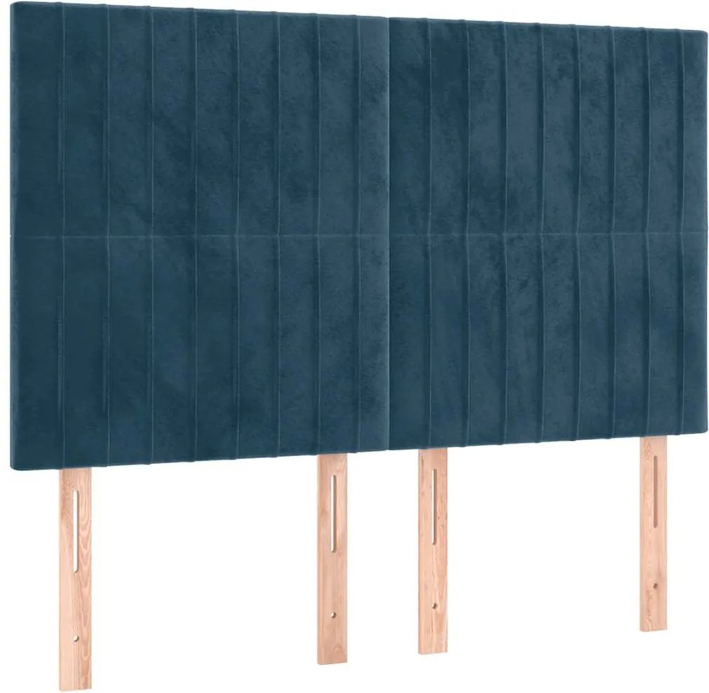 Box spring postel s matrací a LED tmavě modrá 140x190 cm samet 3136243