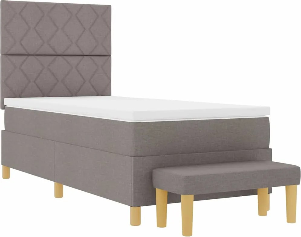 Postel s boxspringem s čelo Taupe 100 x 200 cm textil 3344356