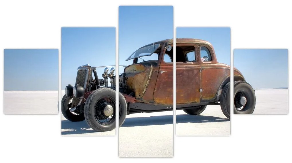 Obraz auta v poušti (125x70 cm)