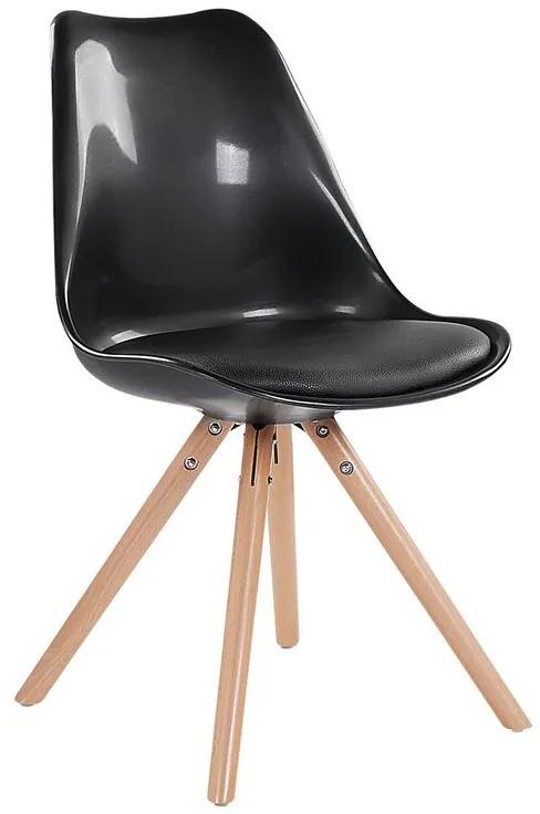 Černá jídelní židle s koženým sedákem DAKOTA Beliani