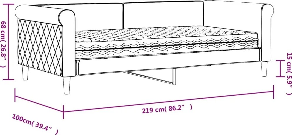 vidaXL Válenda s matrací 90 x 190 cm samet [3197762] Barva: světle šedá