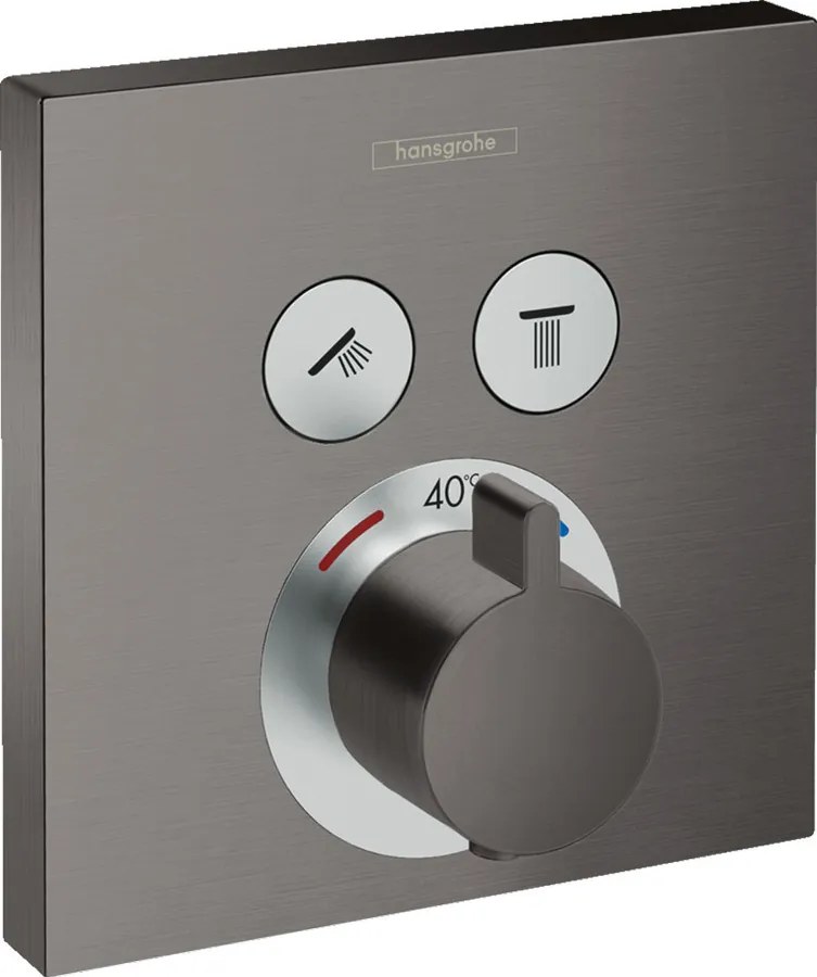 Hansgrohe Shower Select, termostatická baterie pod omítku na 2 spotřebiče, kartáčovaný černý chromová, 15763340