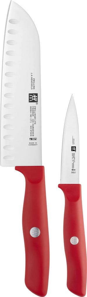Nůž Santoku a nůž na zeleninu Life červený