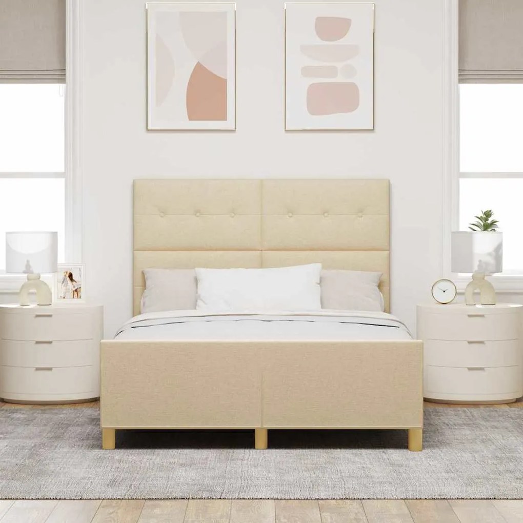 Rám postele s čelo Krémová 140 x 190 cm textil 3344730