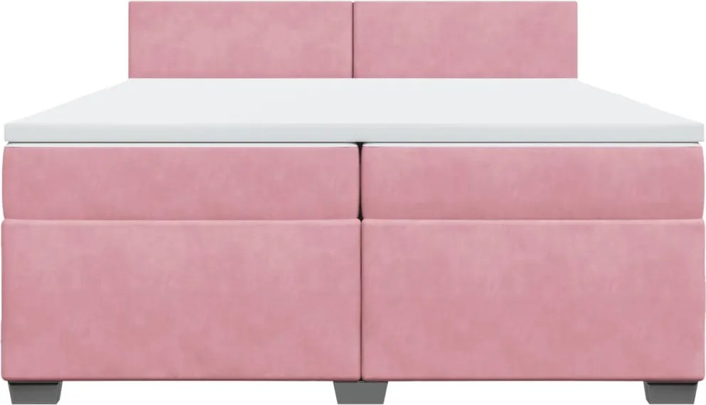 Box spring postel s matrací růžová 200x200 cm samet 3288701