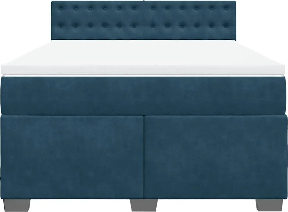 Box spring postel s matrací modrá 160 x 200 cm samet 3288670