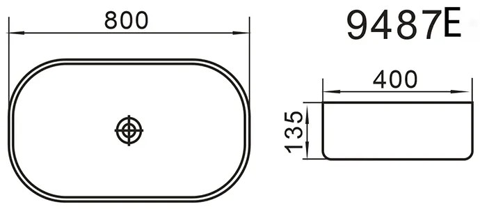 Erga Paola, umyvadlo na desku 800x400x135 mm, bílá lesklá, ERG-V03-9487E-WH