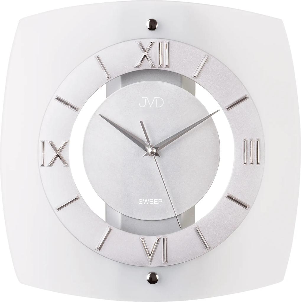 Moderní luxusní skleněné netikající tiché nástěnné hodiny JVD NS28085.1